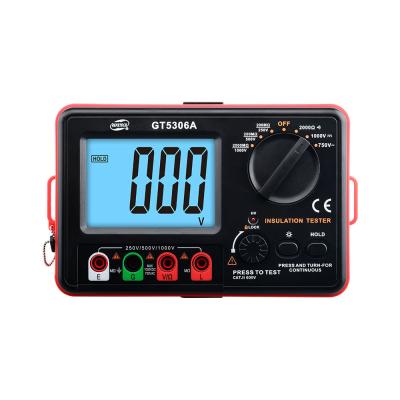 China GT5306A Digital Ohm Meter High Tension Megger with 1000V Voltage Insulation Resistance Measurement and LCD Back-light for sale