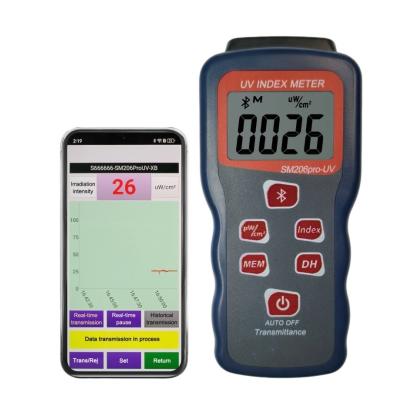 China SM206pro Solar UV Radiation Meter with 280nm-370nm Wavelength Range, Bluetooth Data Transmission, and 1µW/cm²~35000µW/cm² Measuring Range for sale