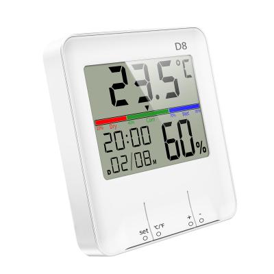 China D8 Digital Thermo-hygrometer with Clock/Date Function Comfort Level Display and Changeable Temperature Unit for sale