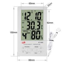 China KT-905 Digital Thermo-Hygrometer Indoor Outdoor Thermometer with Temperature Unit Changeable and MAX/MIN Memory and Calendar, week ,Clock & date display function for sale