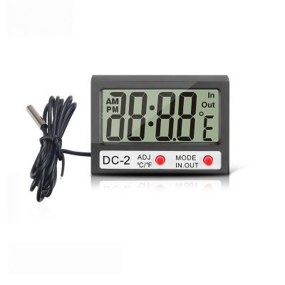 China DC-2 Indoor Outdoor Digital Thermometer with Celsius Fahrenheit Changeable and 12h 24h Time Display Temperature Meter for sale