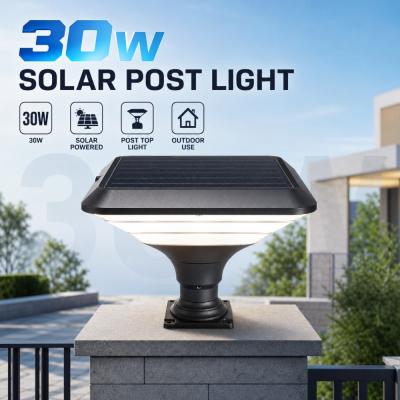 China 30W Solar Post Top Lights IP65 Waterproof Warm White Pillar Lamp for Landscape Lighting for sale
