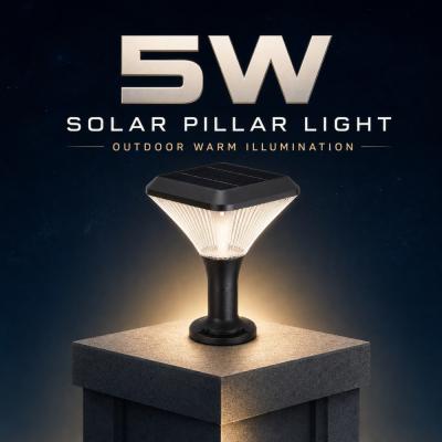 China Diamond Textured Square 5W Solar Post Cap Light For Residential Courtyard Boundary Pillar Decor for sale