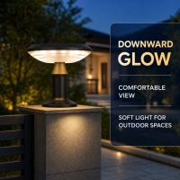 China 5W 380LM Full Moon Round 	Solar Post Top Lights Architectural Lighting Solar Pillar Light for sale