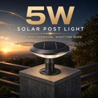 China 5W 380LM Full Moon Round 	Solar Post Top Lights Architectural Lighting Solar Pillar Light for sale