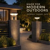 China 5W 380LM Full Moon Round 	Solar Post Top Lights Architectural Lighting Solar Pillar Light for sale