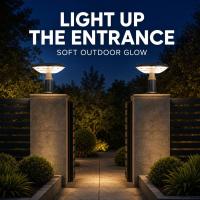 China 5W 380LM Full Moon Round 	Solar Post Top Lights Architectural Lighting Solar Pillar Light for sale