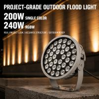 China RGBW DMX512 LED Flood Light 200W 240W IP65 Waterproof Outdoor Spotlight for Landscape Lighting for sale