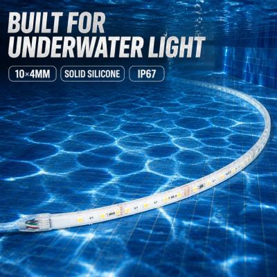 China 10x4mm Ultra Thin Underwater Silicone LED Strip Lights Multi Color DC12V 24V For Pool Fountain Aquarium Lighting for sale