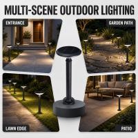 China Weather Resistant Round Moon Solar Lawn Light Post 5W 380LM For Villa Garden Pathway for sale