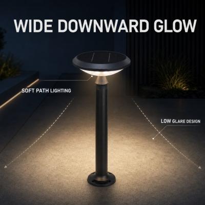 China Weather Resistant Round Moon Solar Lawn Light Post 5W 380LM For Villa Garden Pathway for sale