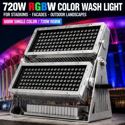 China Dual Head Rectangular 600W RGB LED Floodlight IP67 Waterproof DMX512 Control for Building Night Scene for sale