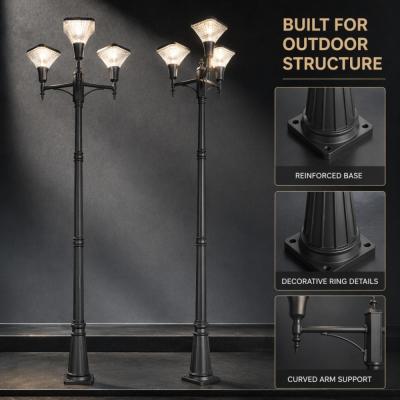 China Aluminum Construction Solar Garden Lights 15W IP65 Waterproof LED Solar Post Lights Outdoor for sale