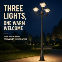 China Aluminum Construction Solar Garden Lights 15W IP65 Waterproof LED Solar Post Lights Outdoor for sale