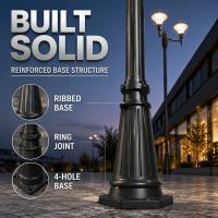 China 15W Triple Head Solar LED Garden Post Light IP65 Die Cast Aluminum Pole Lamp 3000K-6000K for sale