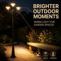 China 15W Triple Head Solar LED Garden Post Light IP65 Die Cast Aluminum Pole Lamp 3000K-6000K for sale