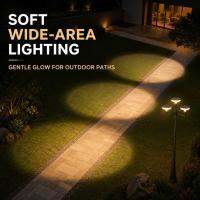 China 15W Triple Head Round Solar Garden Lamp Post IP65 Aluminum Outdoor Pole Light for Parks Pathways for sale