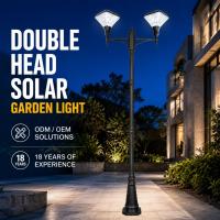 China 10W Dual Head Solar LED Garden Lamp Post Outdoor Pole Light For Parks And Villas for sale