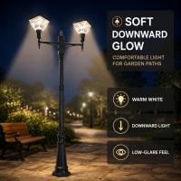 China 10W Dual Head Solar LED Garden Lamp Post Outdoor Pole Light For Parks And Villas for sale