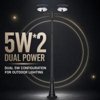 China 10W Twin Head Solar Garden Lights with Round Disc LEDs for Courtyards Walkways Public Spaces for sale