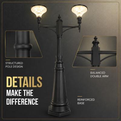 China Dual Head Solar Promenade Light IP65 Decorative Pole Fixture For Waterfront Walkways for sale