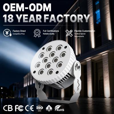 China Modern RGB 3 In 1 Round LED Flood Light 9W 12W IP65 Waterproof DMX512 Control For Building Facade Lighting for sale