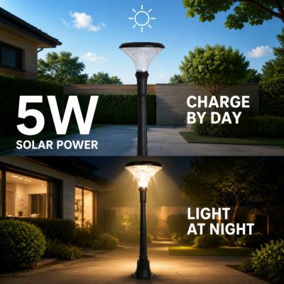 China 5W Flared Cone Solar Courtyard Post Light IP65 For Residential Entrances And Walkways for sale