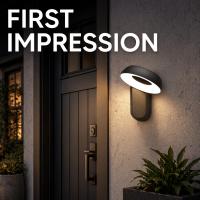 China 12W Outdoor Porch Lights Wall Mount Adjustable Halo 3000K For Entrances Architectural Facades for sale
