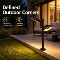 China 24W Dual Head LED Garden Lights 3000K Aluminum Housing LED Landscape Bollard Light for sale