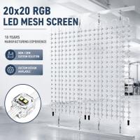 China Flexible Transparent Square LED Mesh Curtain Dual LED Grid Screen 8x8 to 20x20 for Facade for sale