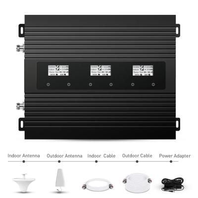 China 80dB Gain Multi-Band Cell Phone Signal Booster 800/900/1800MHz with 27dBm Output Power for 2G/4G Networks for sale