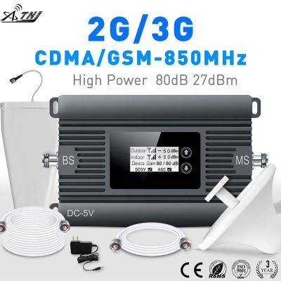 China Single Band 850MHz Cell Phone Signal Booster with 80dB Gain and 27dBm Output for 2G/3G Networks for sale