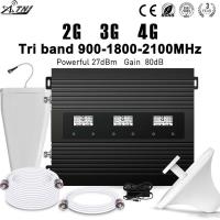 China ATNJ Tri-Band 2G 3G 4G Mobile Signal Booster 80dB Gain 900/1800/2100MHz Cellular Amplifier for sale