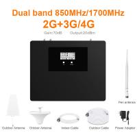 China 850MHz 1700MHz Dual Band Cellular Signal Booster with 68dB Gain and 20dBm Power for 2G 3G 4G Networks for sale