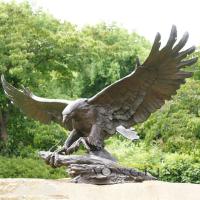 China Folk Art Style Cast Iron Royal Eagle Statues Large Outdoor Patio Lawn Garden Ornaments for sale