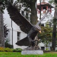 China Folk Art Style Cast Iron Royal Eagle Statues Large Outdoor Patio Lawn Garden Ornaments for sale