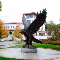 China Folk Art Style Cast Iron Royal Eagle Statues Large Outdoor Patio Lawn Garden Ornaments for sale