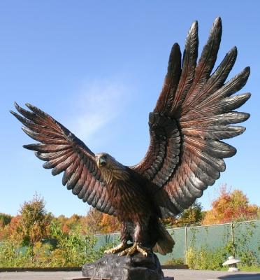 China Engraving Carving Type Large Metal Garden Eagle Sculpture Bronze Eagle Custom Design for sale