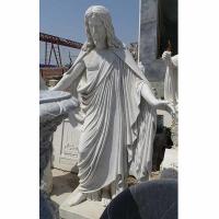 China Marble Statue Life Size Religious White Saint Joseph with Baby Jesus Sculpture in White for sale