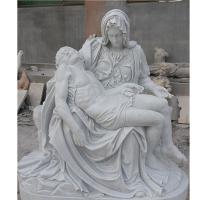 China Hand Carved White Marble Sculpture of Virgin Mary and Jesus for Garden Decoration for sale
