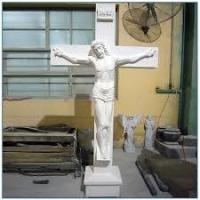China Marble Sculpture of Jesus Christ in Life Size with Cross Religious Christian Crucifix for sale