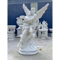 China High Polished White Marble Winged Little Angel Carving Statue Life Size or Customized for sale