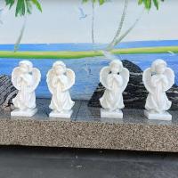 China High Polished White Marble Winged Little Angel Carving Statue Life Size or Customized for sale