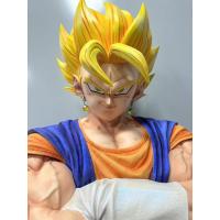 China Life Size Fiberglass Resin Doll Dragon Ball Anime Character Goku Bust Plaza Sculpture for sale