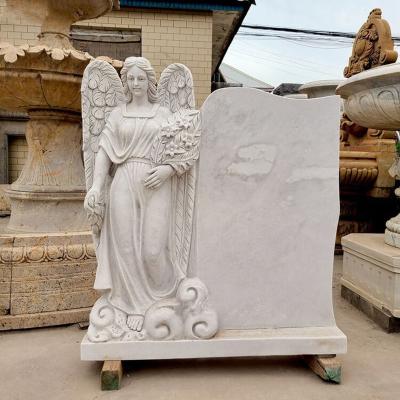 China Hand Carved Stone Angel Sculpture for Custom Outdoor Decoration and Marble Tombstone for sale