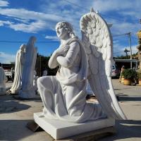 China Hand Carved Stone Angel Sculpture for Custom Outdoor Decoration and Marble Tombstone for sale