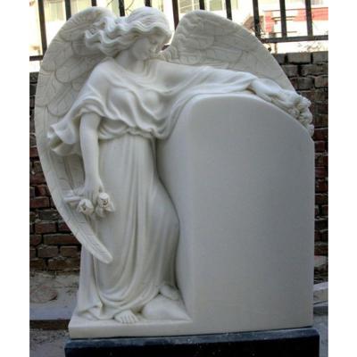 China Customized Western Style White Granite Marble Angel Statue Tombstone And Monument Prices for sale