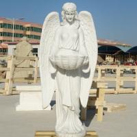 China Customized European Style Marble Sculpture with Hand Carved and Polished Angel Wings for sale