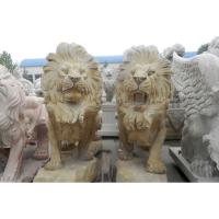 China Custom Outdoor Natural Marble Lion Life Size Marble Lion Sculpture Decoration Statue Stone Animal Lion For Sale for sale