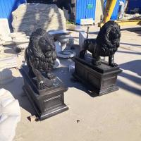 China Custom Outdoor Natural Marble Lion Life Size Marble Lion Sculpture Decoration Statue Stone Animal Lion For Sale for sale